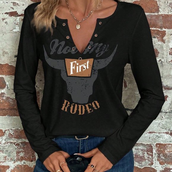 Tops | Womens Long Sleeve Not My First Rodeo Tee Shirt | Poshmark